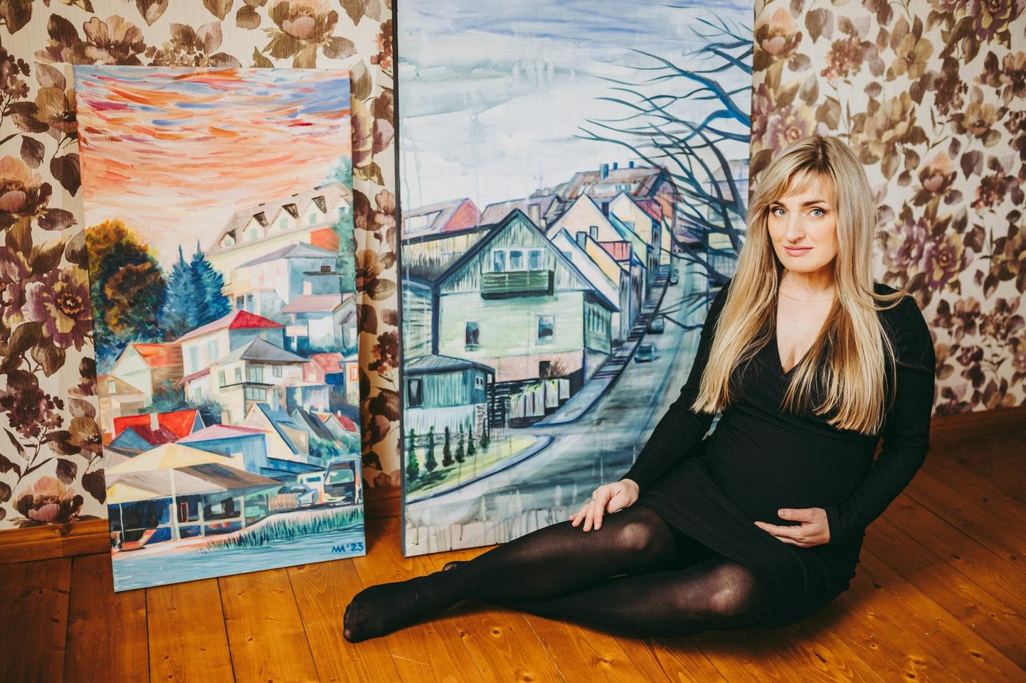 Kunstnik vormis kodulinna kaunid vaated postkaardile