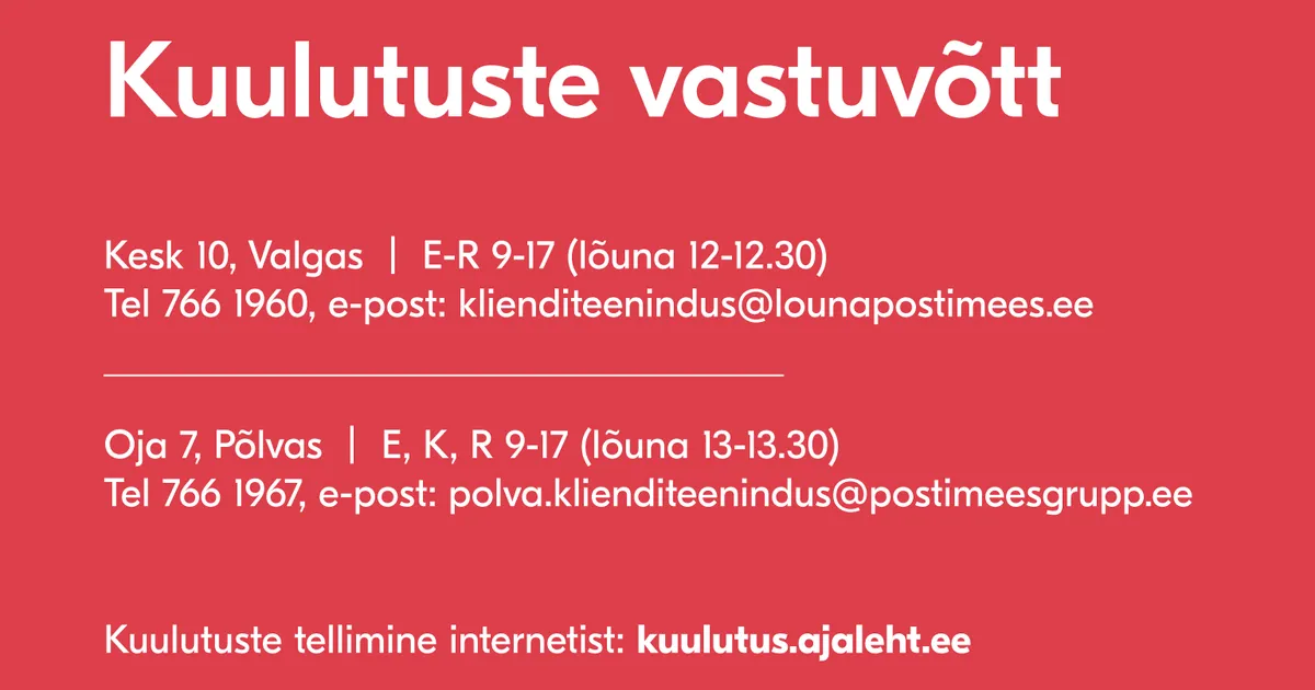 Kuulutused, 21. märts