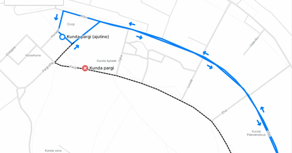 Kunda Pargi bussipeatus kolib suveks parkimisplatsile
