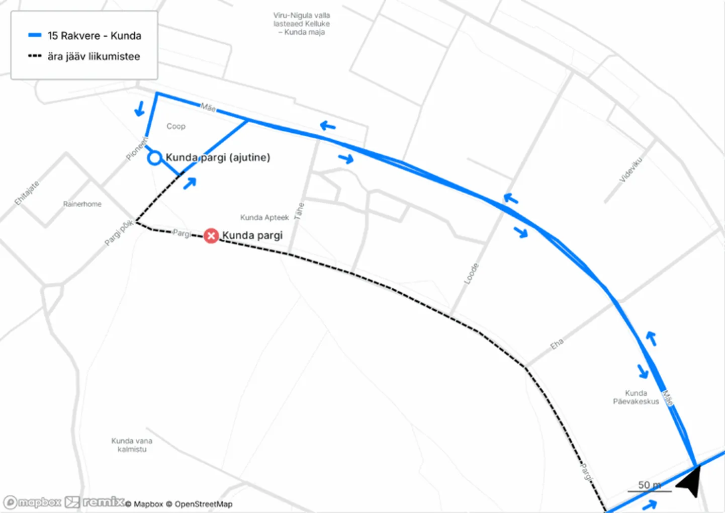 Kunda Pargi bussipeatus kolib suveks parkimisplatsile