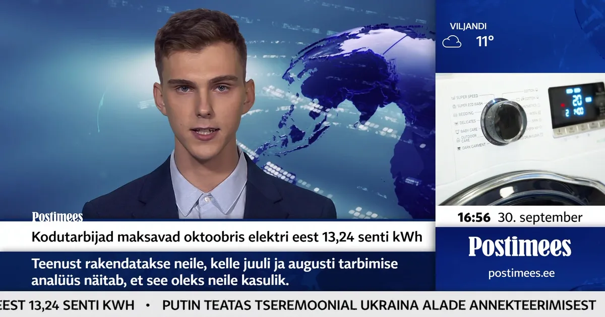 POSTIMEHE TELEUUDISED Kodutarbijad maksavad oktoobris elektri eest 13 ...